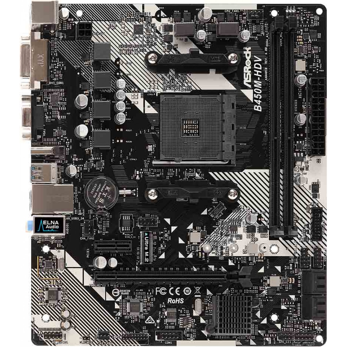Placa Mãe ASRock B450M-HDV R4.0, Chipset B450, AMD AM4, mATX, DDR4 ...