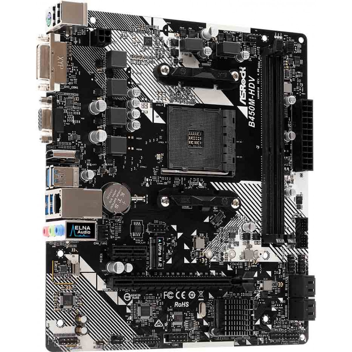 Placa Mãe ASRock B450M-HDV R4.0, Chipset B450, AMD AM4, mATX, DDR4 ...