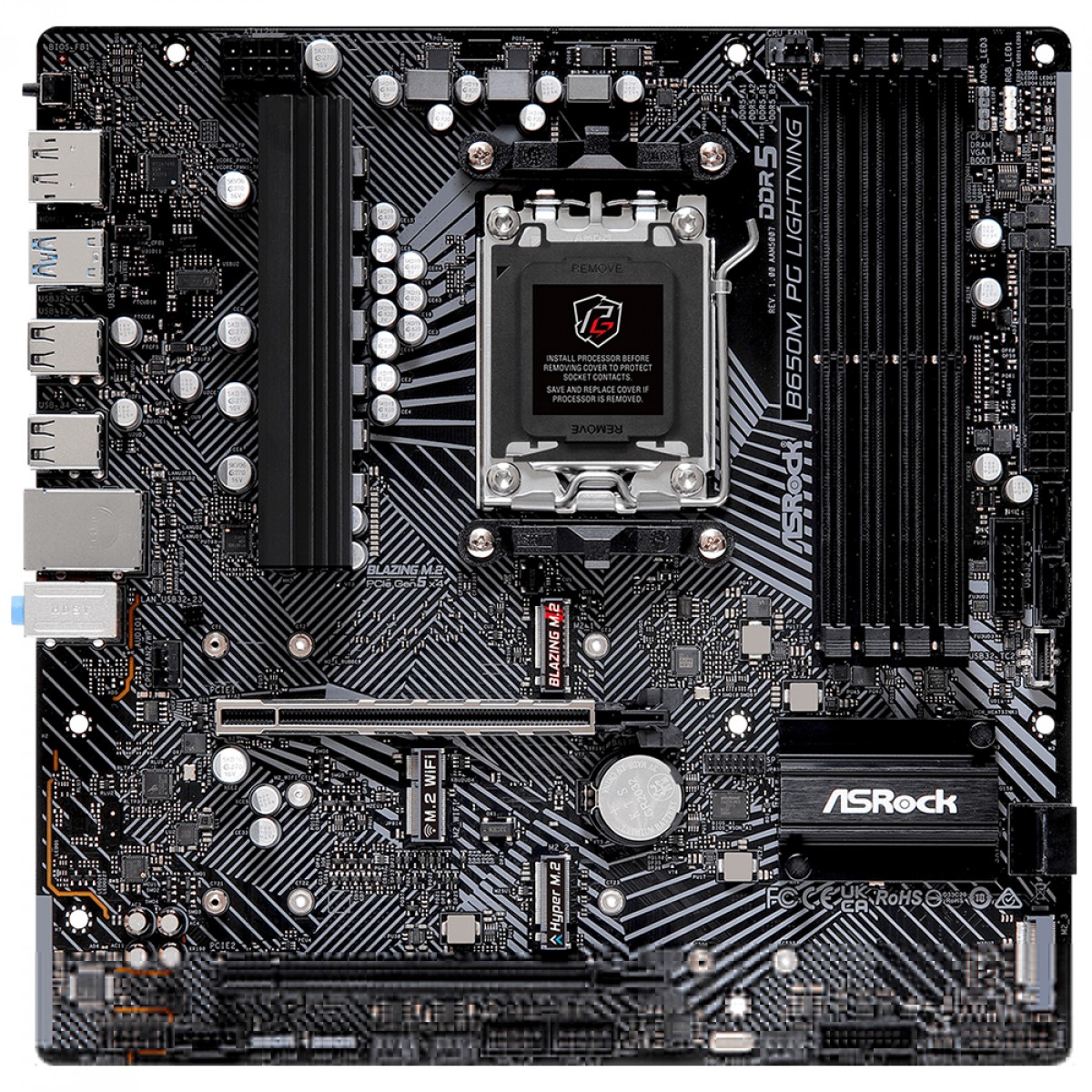 Placa Mãe ASRock B650M PG Lightning, Chipset B650, mATX, AMD AM5, DDR5