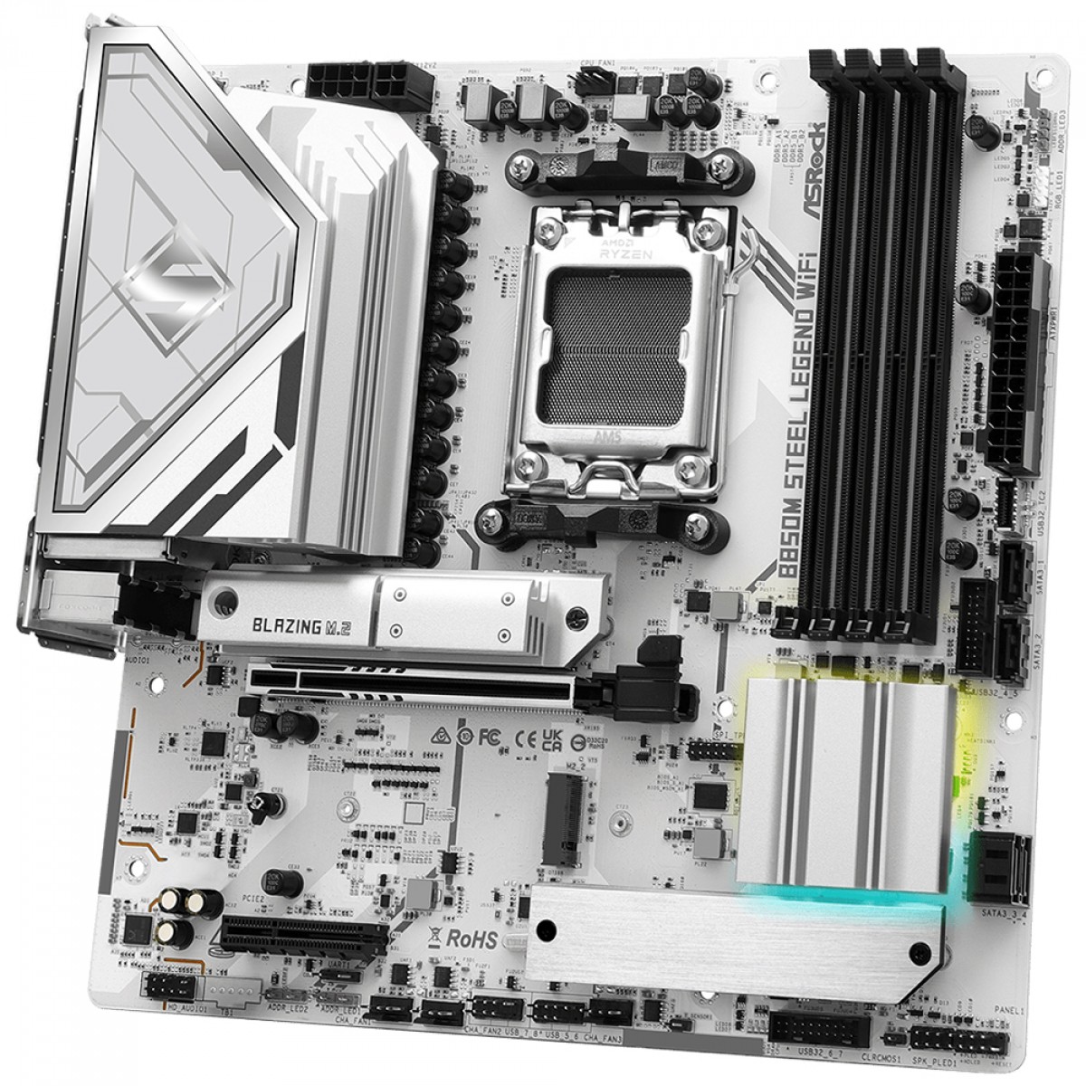 Placa Mãe ASRock B850M Steel Legend WiFi, Chipset B850, AMD AM5, mATX ...