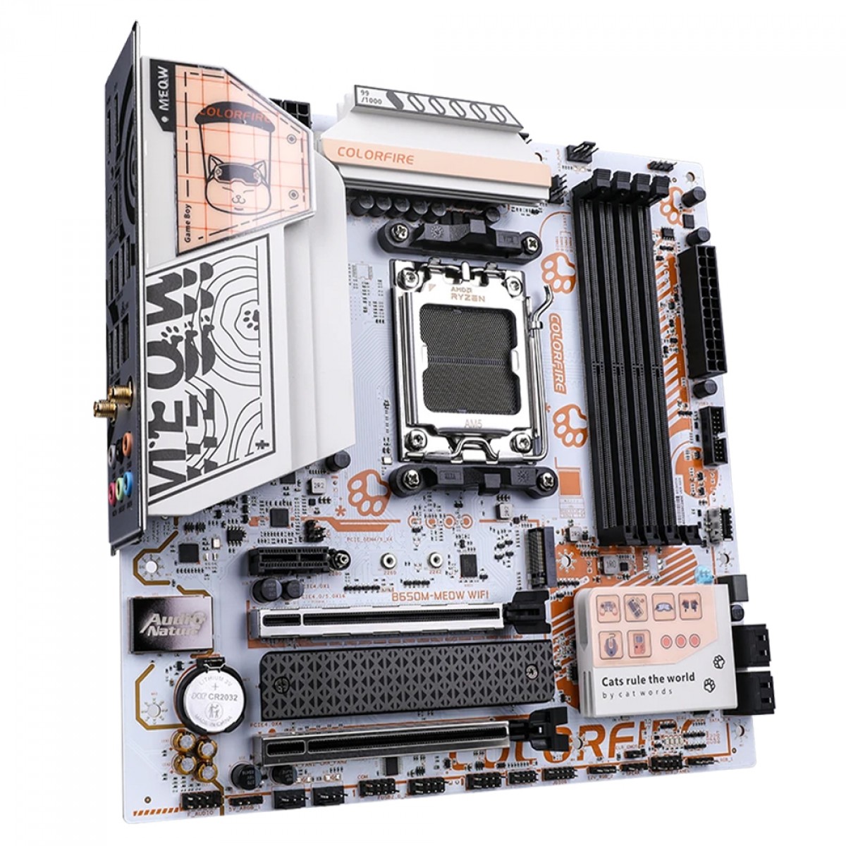 Placa Mãe ColorFire B650M-MEOW WIFI Orange, Chipset B650, AMD AM5, MATX ...