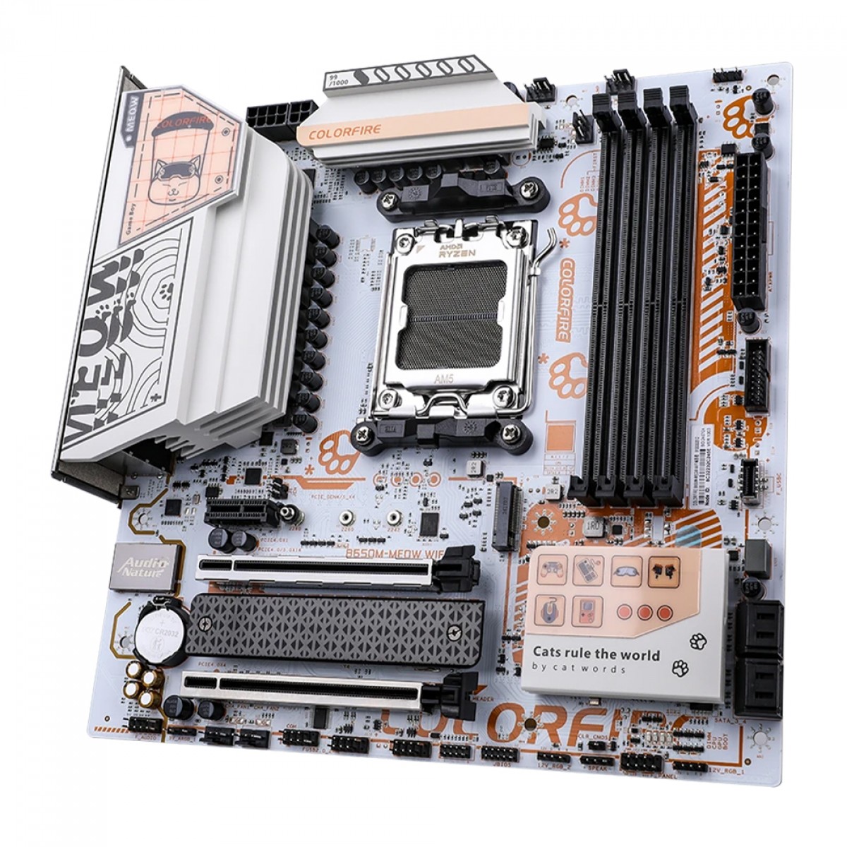 Placa Mãe ColorFire B650M-MEOW WIFI Orange, Chipset B650, AMD AM5, MATX ...