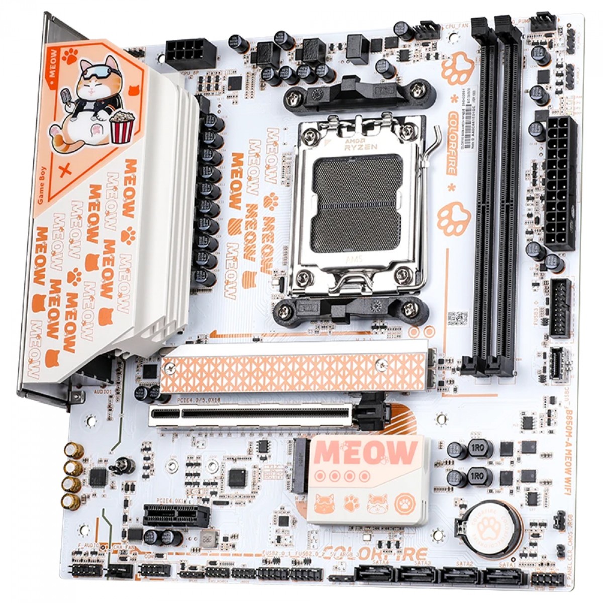 Placa Mãe ColorFire B850M-A MEOW WiFi Orange, Chipset B850, AMD AM5 ...