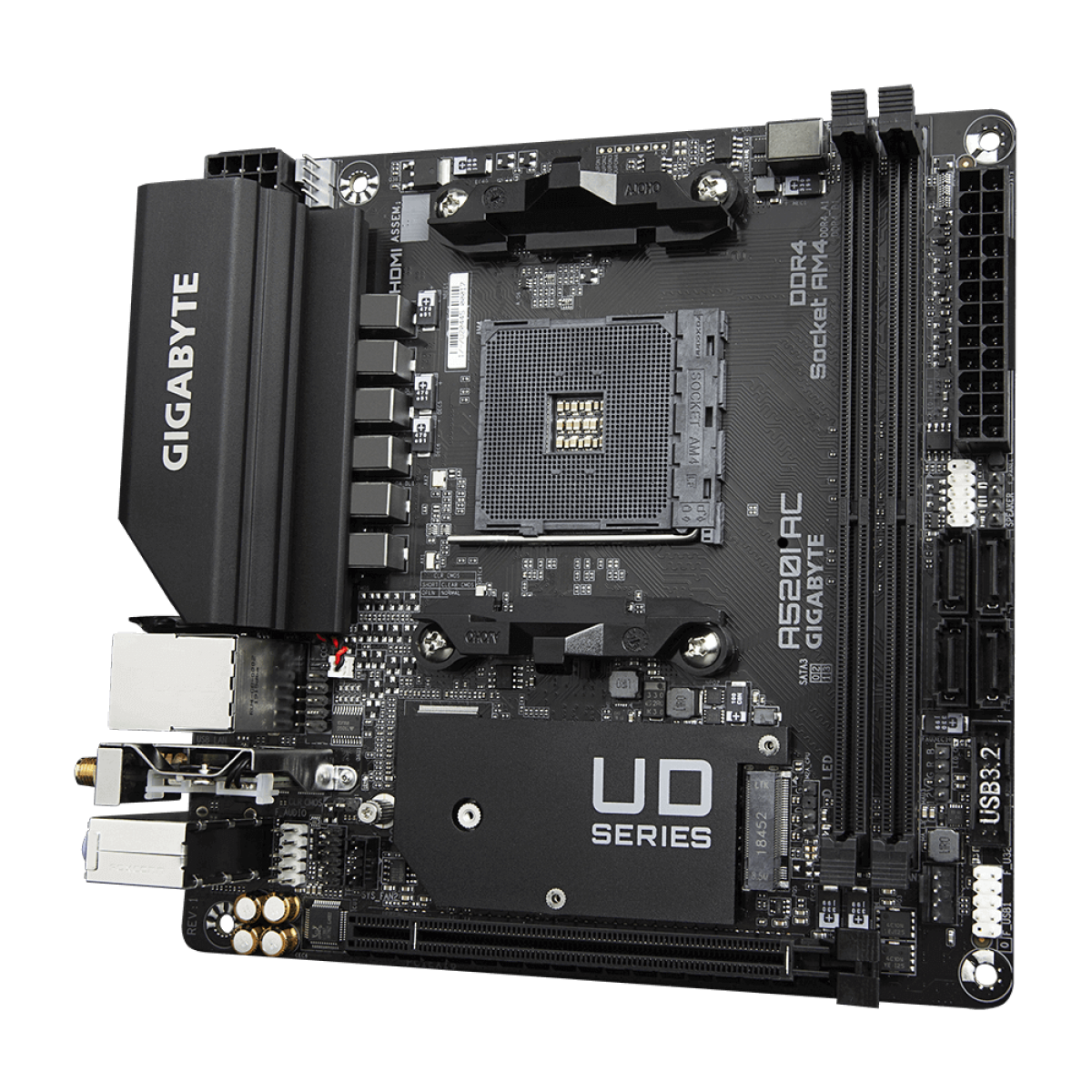 Placa Mãe Gigabyte A520I AC, Chipset A520, AMD AM4, Wi-Fi, Mini-ITX ...