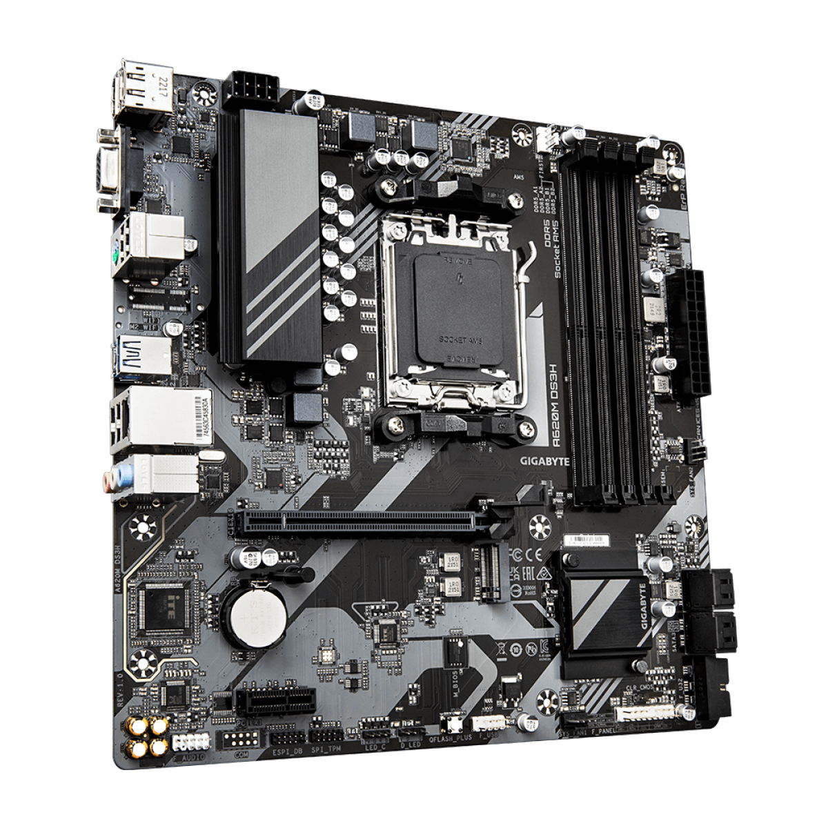 Placa Mãe Gigabyte A620M DS3H, Chipset B620, AMD AM5, MATX, DDR5