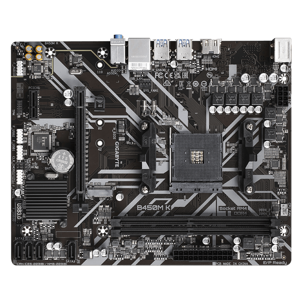 Placa Mãe Gigabyte B450M K, Chipset B450, AMD AM4, MATX, DDR4