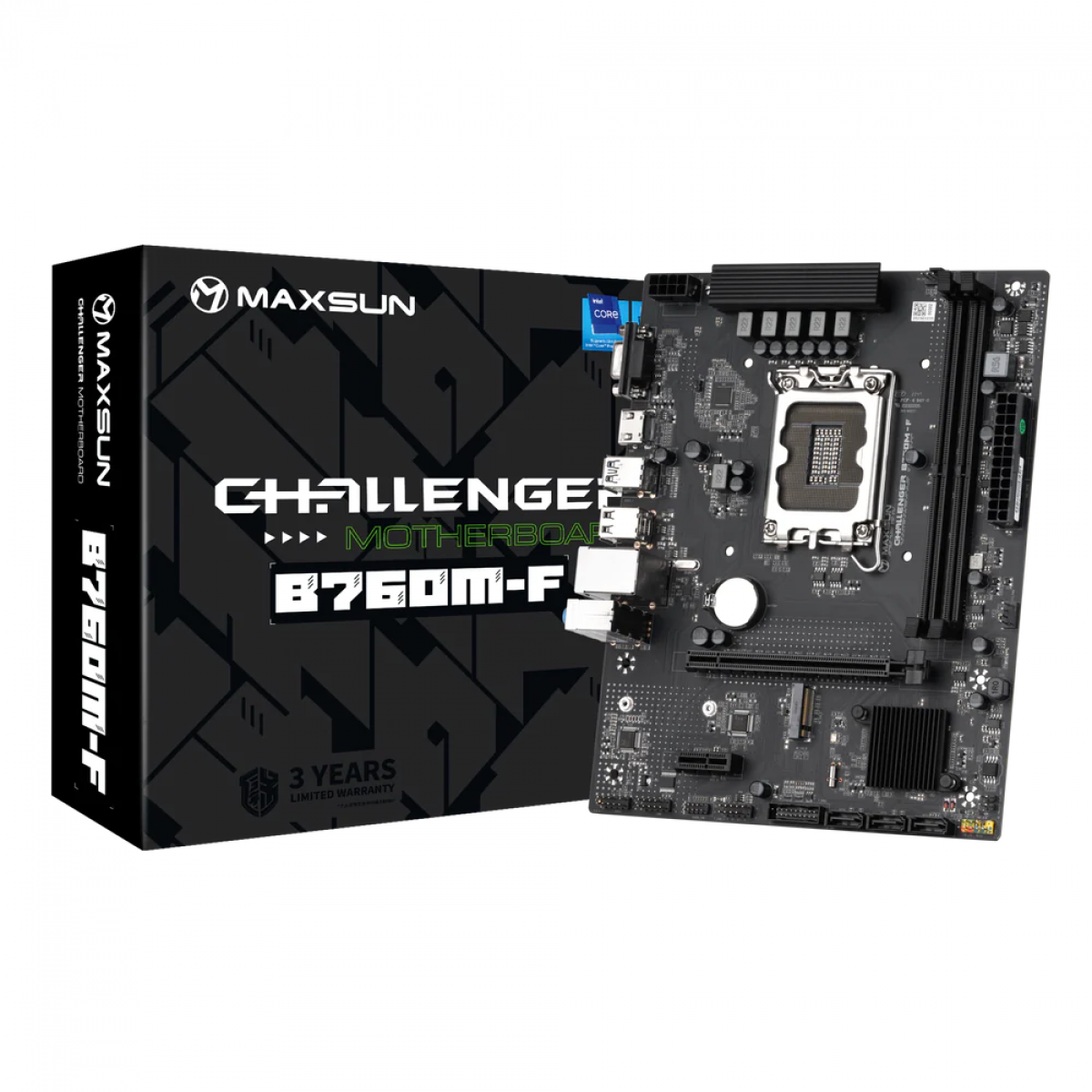 Placa Mãe MAXSUN Challenger B760M-F, Chipset B760, Intel LGA 1700, m-ATX, DDR4