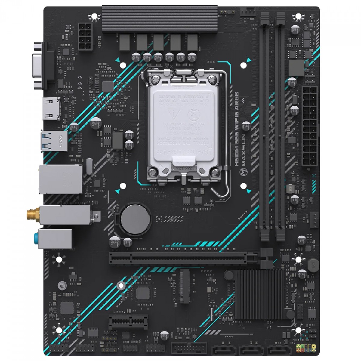 Placa Mãe Maxsun H610M 666 Wi-Fi6 ARGB, Chipset H610, Intel LGA 1700 ...