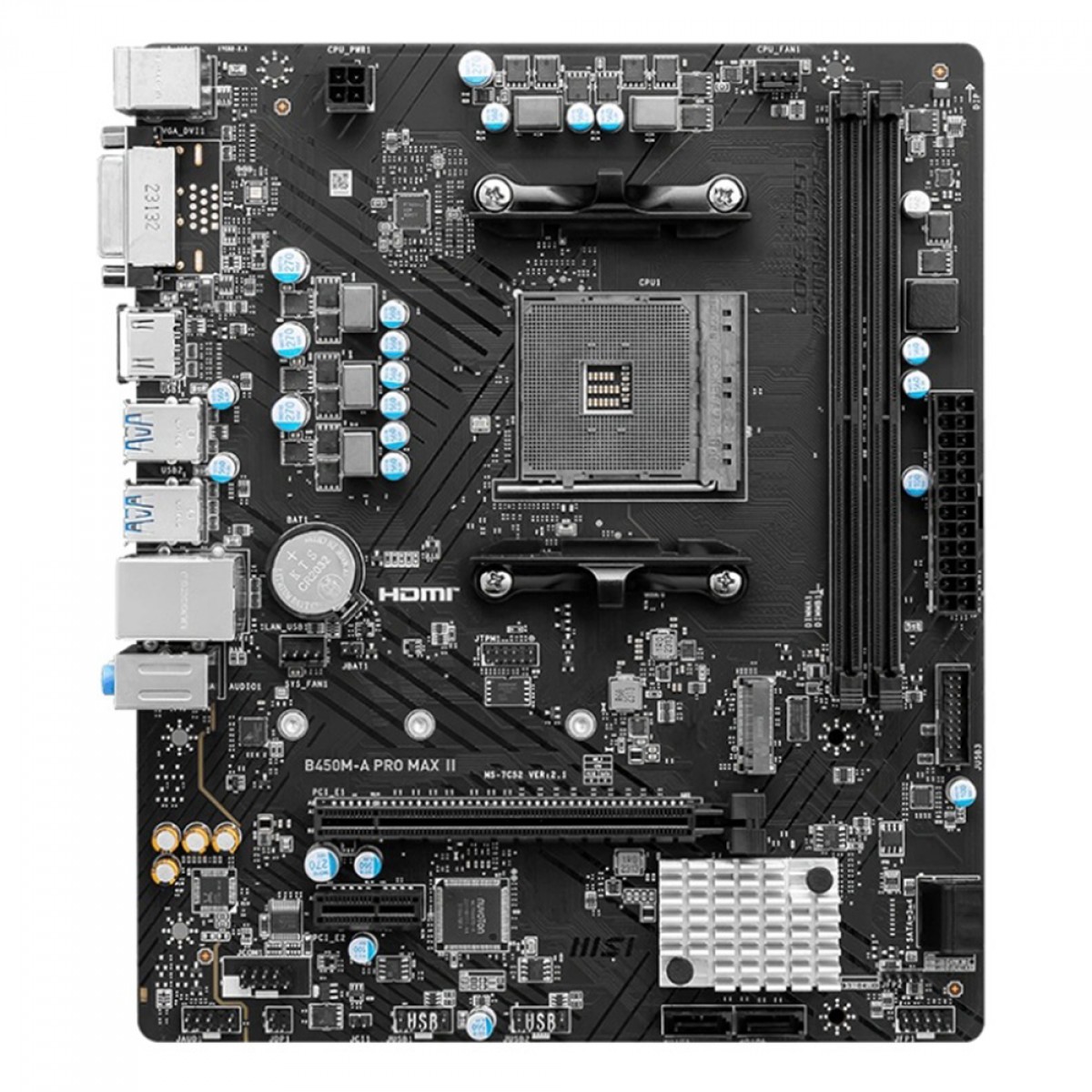 Placa Mãe MSI B450M-A PRO MAX II, Chipset B450, AMD AM4, MATX, DDR4