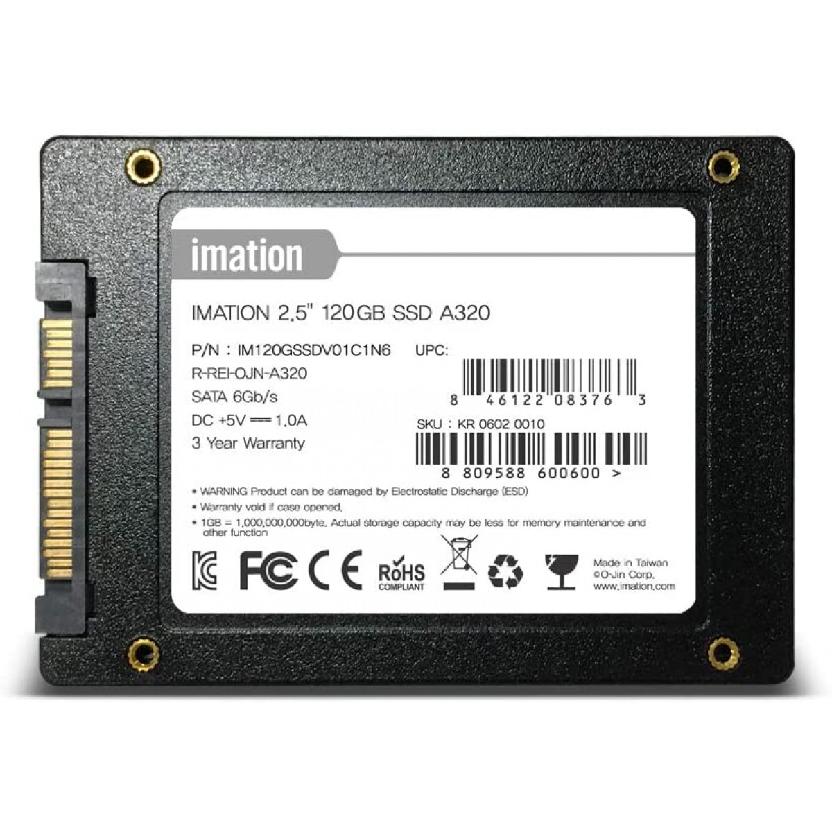 SSD Imation A320, 120GB, Sata III, Leitura 550MBs e Gravação 500MBs ...