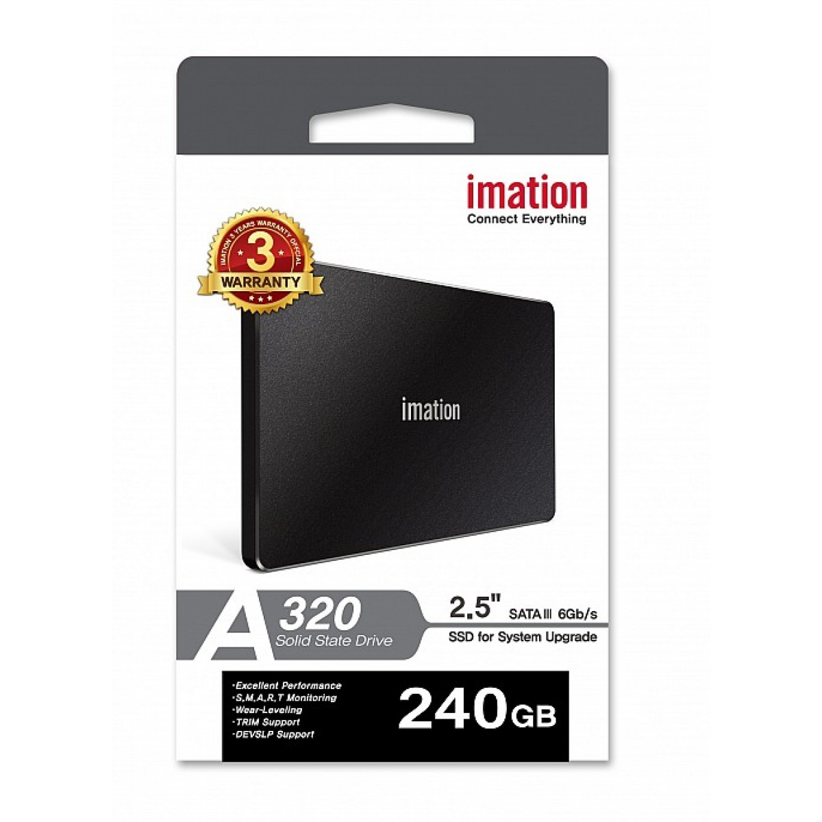 SSD Imation A320, 240GB, Sata III, Leitura 550MBs e Gravação 500MBs ...