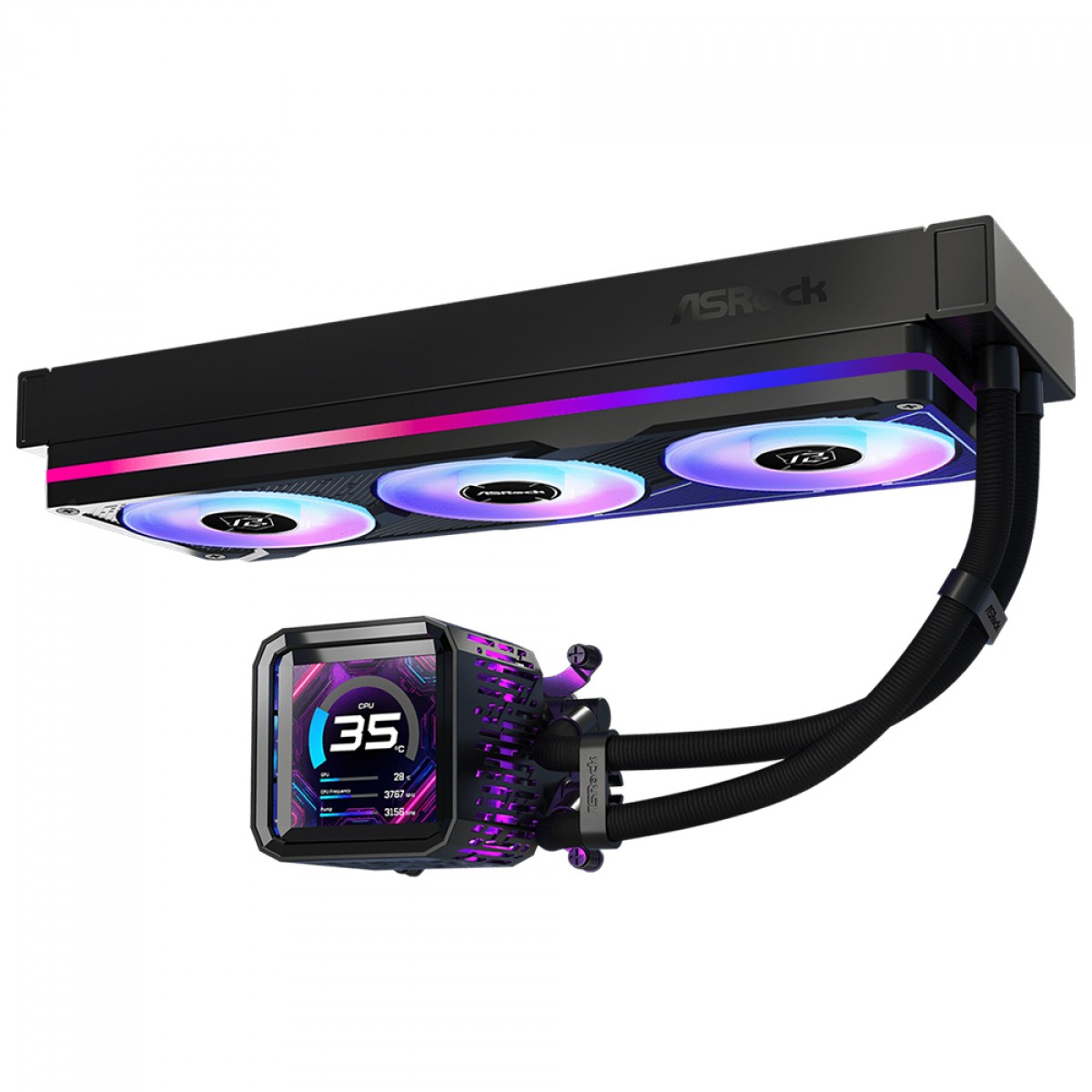 Water Cooler ASRock Phantom Gaming 360, ARGB, 360mm, Com Tela LCD ...