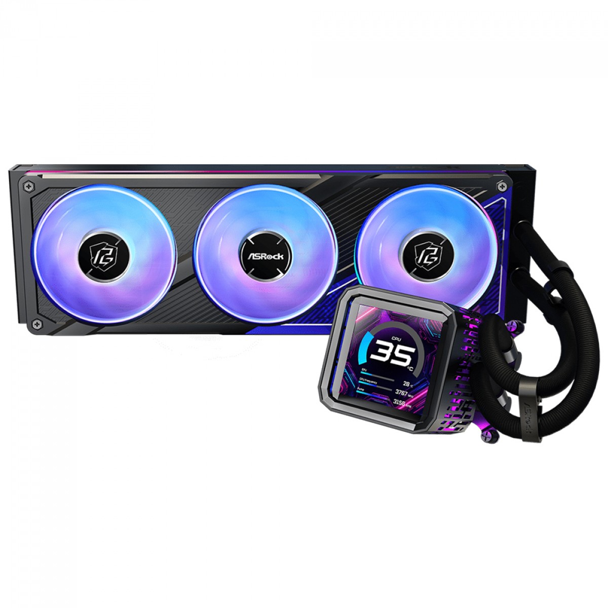 Water Cooler ASRock Phantom Gaming 360, ARGB, 360mm, Com Tela LCD ...