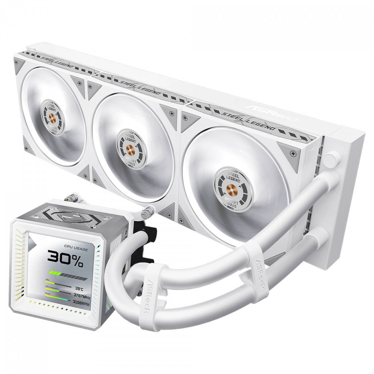 Water Cooler ASRock Steel Legend 360, ARGB, 360mm, Com Tela LCD, Intel ...