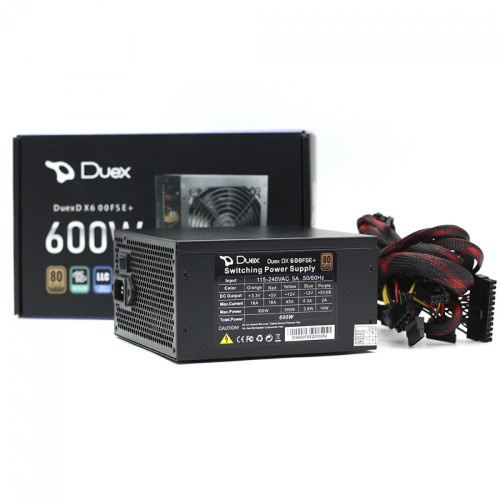 Fonte Duex 600FSE+, 600W, 80 Plus Bronze, PFC Ativo, DX 600FSE+