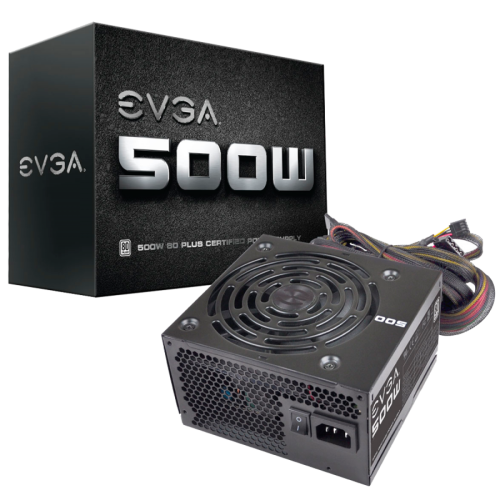 Fonte EVGA 500 W1, 500W, 80 plus White, PFC Ativo, 100-W1-0500-KR