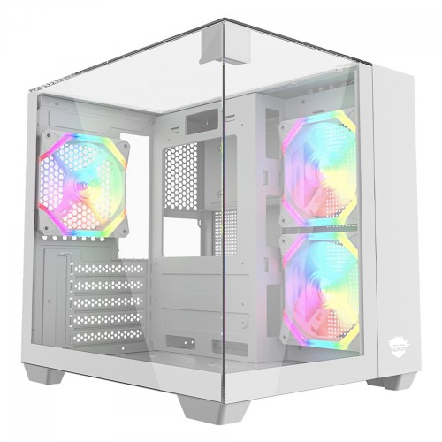 Gabinete Gamer Ninja Clear, Cube, Mid Tower, Vidro Temperado, M-ATX, White, Sem Fonte, Com 3 ...
