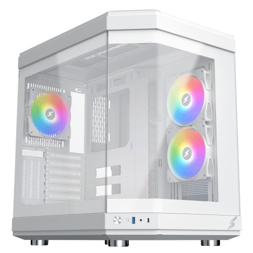 Gabinete Gamer SuperFrame Power Cube, Mid Tower, Vidro Temperado, EATX, White, Sem Fonte, Sem Fan