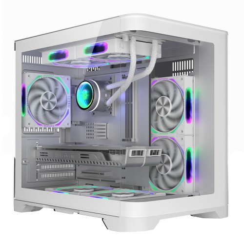 Gabinete Gamer SuperFrame Prime, Mid Tower, Vidro Temperado, M-ATX, Branco, Sem Fonte, Com 5 ...