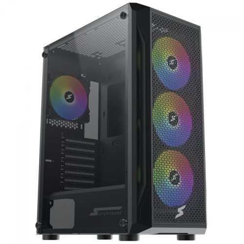 Gabinete Gamer SuperFrame Super X, ARGB, Mid Tower, 4 Fans