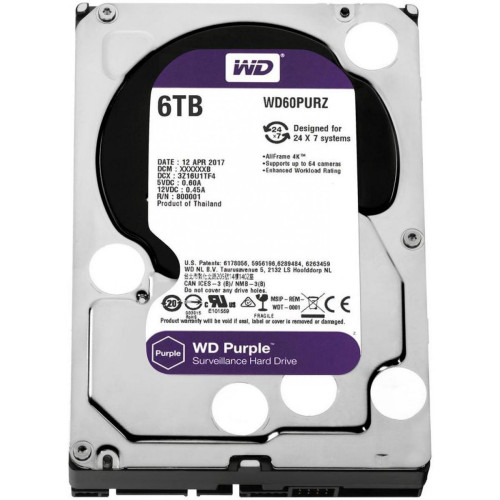 HD Western Digital Purple Survillance 6 TB, 3.5, Sata III, WD60PURZ
