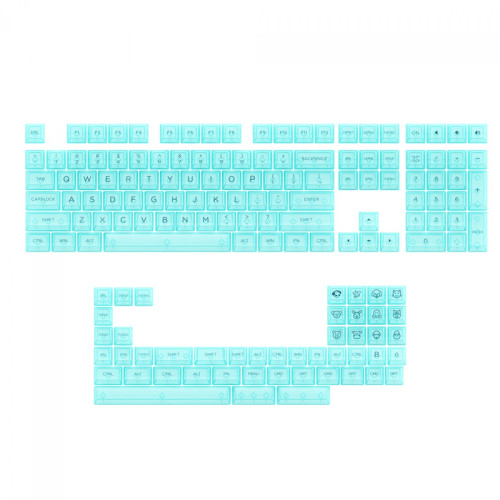 Keycaps Akko Clear Transparent Tiffany Blue, ASA, PC, ANSI, 155 Teclas