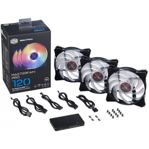 Kit Fan com 3 Unidades Cooler Master Masterfan PRO 120, RGB 120mm