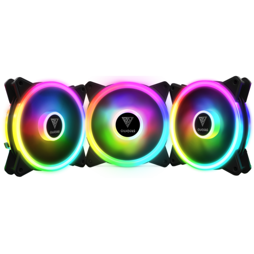 Kit Fan com 3 Unidades, Gamdias, AEOLUS M2-1203 LITE, RGB