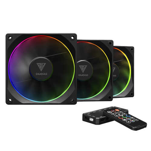 Kit Fan com 3 Unidades Gamdias Aeolus M3 1203R, ARGB, Black, 120mm, Com ...