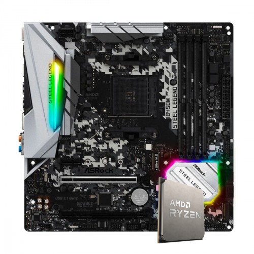 Kit Upgrade AMD Ryzen 5 5500 + Placa Mãe ASRock B450M Steel Legend