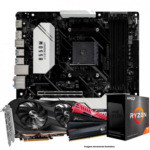 Kit Upgrade AMD Ryzen 7 5700X3D, 16GB DDR4, Radeon RX 7600, Placa Mãe ...