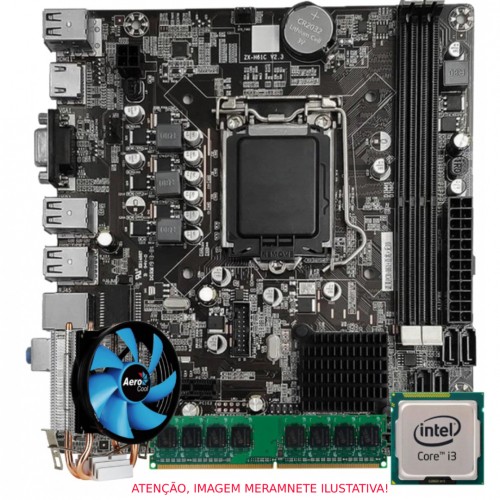 Kit Upgrade, Intel Core i3 2100, Placa Mãe Chipset H61, Memória 4GB ...