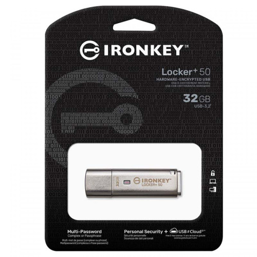 Pendrive Kingston IronKey Locker+ 50, 32GB, USB 3.2, KLP50/32GB