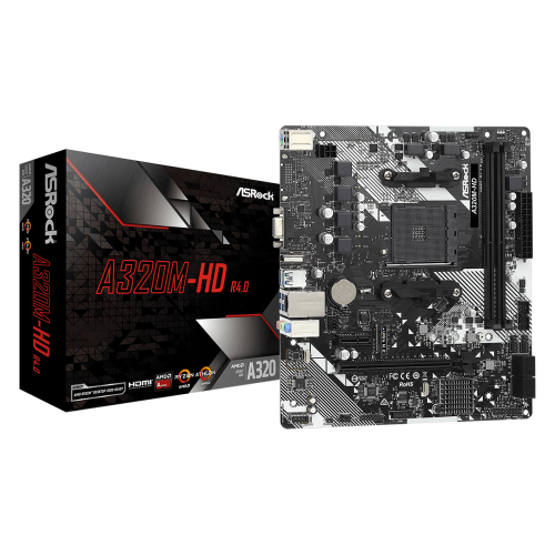 Placa Mãe ASRock A320M-HD R4.0, Chipset A320, AMD AM4, mATX, DDR4