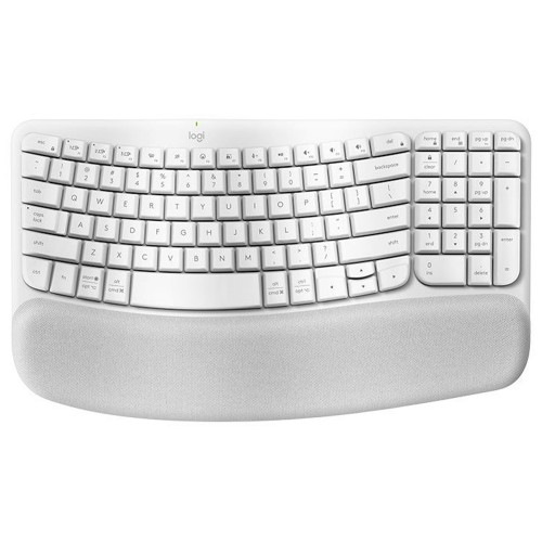 Teclado Logitech Wave Keys, Sem Fio, Ergonômico, Design Ondulado, ANSI ...